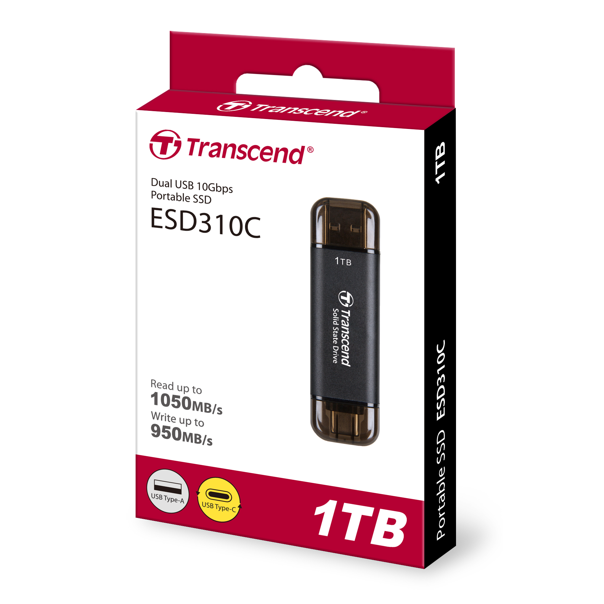 Transcend 1TB Portable SSD ESD310C USB 10Gbps Type C A R Up To Transcend 1TB Portable SSD ESD310C USB 10Gbps Type C A R Up To